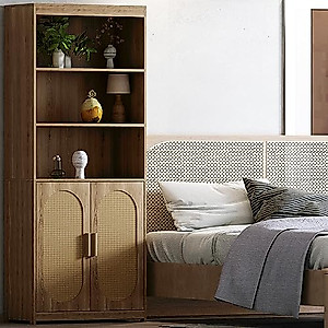 TROONZ Natural Wood Bookshelf with Open Shelves - Tall Bookcase for Bedroom, Living Room