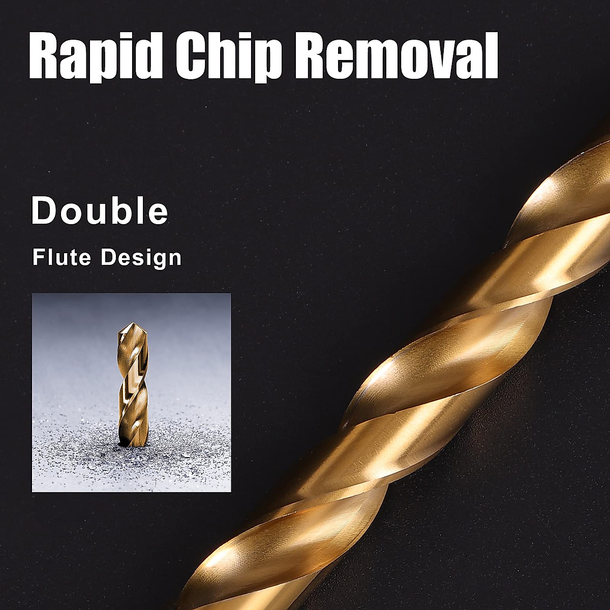 COMOWARE Drill Bits Set - 21 Pcs Titanium Drill Bits for Metal Steel, Wood, Plastic, Straight Shank, 1/16"-1/2"