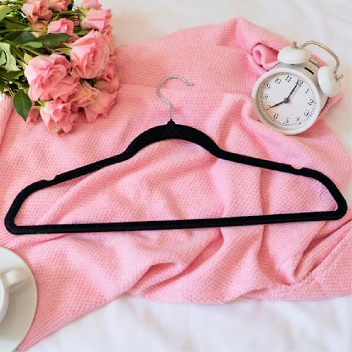 VIDAHOME Velvet Non Slip Hangers 50 Pack, Heavy Duty Clothes Hanger with 360 Rotating Swivel Hook (Black, 50 Pack)