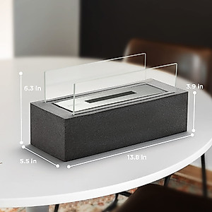 TURBRO Tabletop Ethanol Fuel Fire Pit, Portable Alcohol Fireplace Bowl for Indoor, Patio, Outdoor, Balcony, Smokeless Odorless Clean Burning, Modern Decor, Cement, Fireside FP14CG