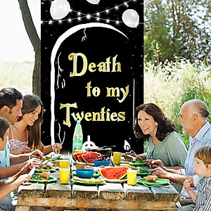 INNORU Death to My Twenties Door Banner Decor, Happy 30th Birthday Party Decor, RIP to My 20s Party Photo Booth Backdrop Background Supplies