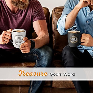 Christian Art Gifts Ceramic Coffee Mug for Women and Men 12 oz Black and White Inspirational Coffee Cup - Trust in the Lord - Proverbs 3:5 Non-Toxic, Lead and Cadmium-free Novelty Drinkware