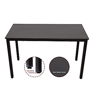 GL GLOBAL LIFE 47 inch Large Computer Desk Wood, Modern Simple Style Desk for Home Office, Bedroom, Study Student Writing Desk, Small Spaces, Black Metal Frame, Dark Walnut Top