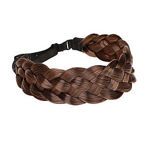 vowyore 5 Strands Synthetic Hair Braided Headband Classic Chunky Wide Plaited Braids Elastic Stretch Hairpiece Women Girl Beauty accessory