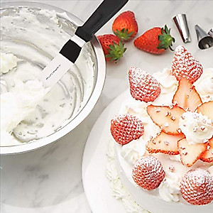 PUCKWAY Angled Icing Spatula, Stainless Steel Offset Spatula, Cake Spatula Set of 2 Black 6, 8 inch Blade