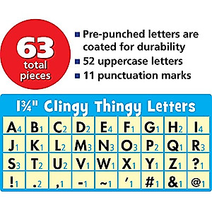 Teacher Created Resources (77327) Black Funtastic 1-3/4" Clingy Thingies Letters