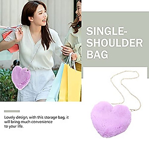 TENDYCOCO Heart Shaped Clutch Purse Faux Fur Shoulder Bag Crossbody Bag Fluffy Handbag (Violet)