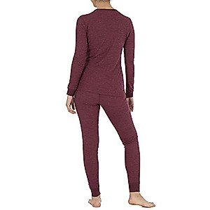 Fruit of the Loom Women's Micro Waffle Premium Thermal Set, Merlot Heather, Large