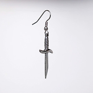 Gothic Dagger Sword Pirate Medieval Renaissance Silver Finish Dangle Earrings