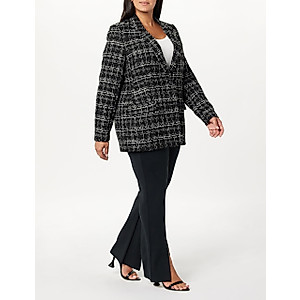 The Drop Women's Blake Long Blazer, Black Boucle, Small