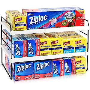 JUPELI Foil and Plastic Wrap Organizer, Expandable Kitchen Pantry Storage, Height Adjustable Cabinet Organizers and Storage, Storage Rack for Kitchen Organization, Aluminum Foil -3 Tier 9.8" to 15.6"L