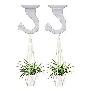GDQLCNXB 2 Sets 55mm/2.17" Ceiling Metal Ceiling Hooks, Heavy Duty Swag Ceiling Hooks with Hardware for Hanging Plants/Chandeliers/Wind Chimes/Ornament (White)