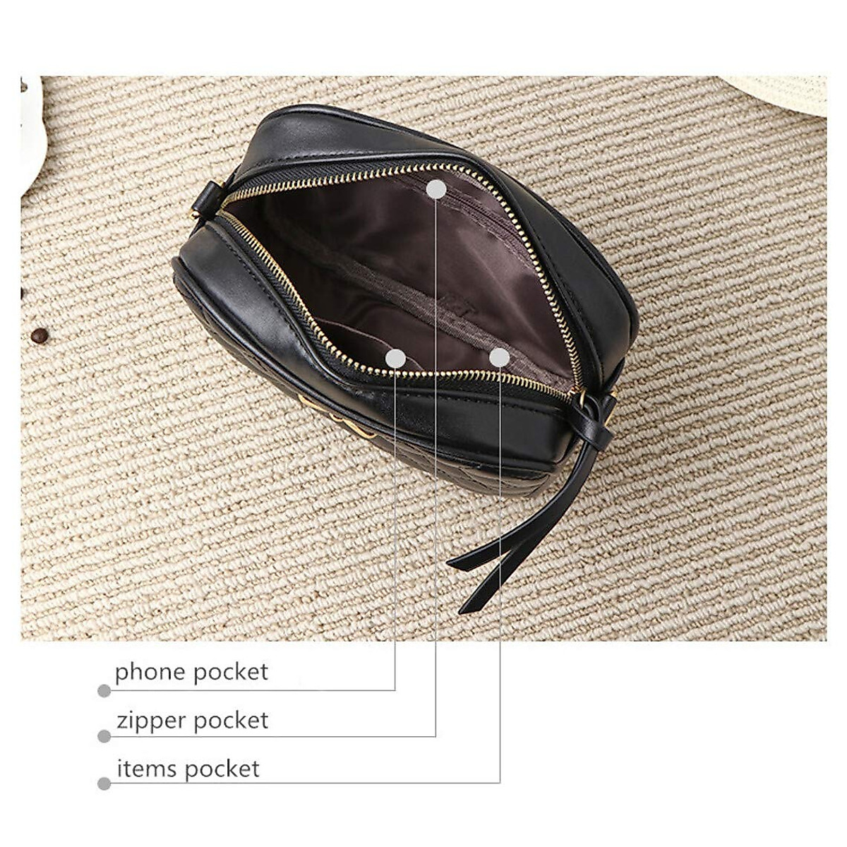 H HANBELLA - A FASHION TRENDY COLLECTION. FOREVER. - Womens and Girls Black Crossbody Bag Quilted Leather Pocketbook Handbag - Teen Girls Shoulder Purses Cute Satchel