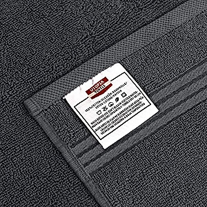 Utopia Towels (12 Pack) Luxury Wash Cloths Set (12 x 12 Inches) 600 GSM 100% Cotton Ring Spun, Highly Absorbent and Soft Feel Washcloths for Bathroom, Spa, Gym, and Face Towel (Grey)