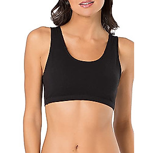 Fruit of the Loom Women's Built Up Tank Style Sports Bra, Black/WHT/WHT/Heather Grey, 34