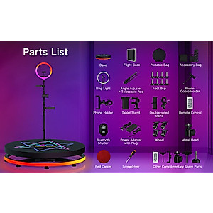 MBOBAO 360 Photo Booth Machine for Parties, 360 Video Booth Machine with RGB Ring Light,Free Custom Logo for Live Streaming Wedding Birthday Events (31.5in for 1-4 People+Flight Case)
