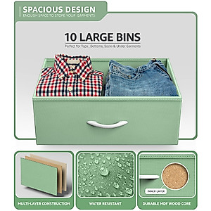 Sorbus Kids Dresser with 10 Drawers - Storage Unit Organizer Chest for Clothes - Bedroom, Kids Room, Nursery, & Closet - Steel Frame, Wood Top & Handles, and Easy Pull Fabric Bins