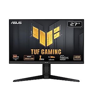 ASUS TUF Gaming 27” 1440P Gaming Monitor (VG27AQML1A) - QHD (2560 x 1440), 260Hz, 1ms, Fast IPS, Extreme Low Motion Blur Sync, G-SYNC Compatible, Freesync Premium, Variable Overdrive, DisplayHDR™ 400