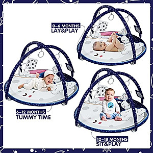 Baby Play Mat - Baby Gym Washable Baby Mat Covers Baby Activity Play Mat with 6 Toys,Thicker Non-Slip Tummy Time Mat for Infants Baby Registry Search