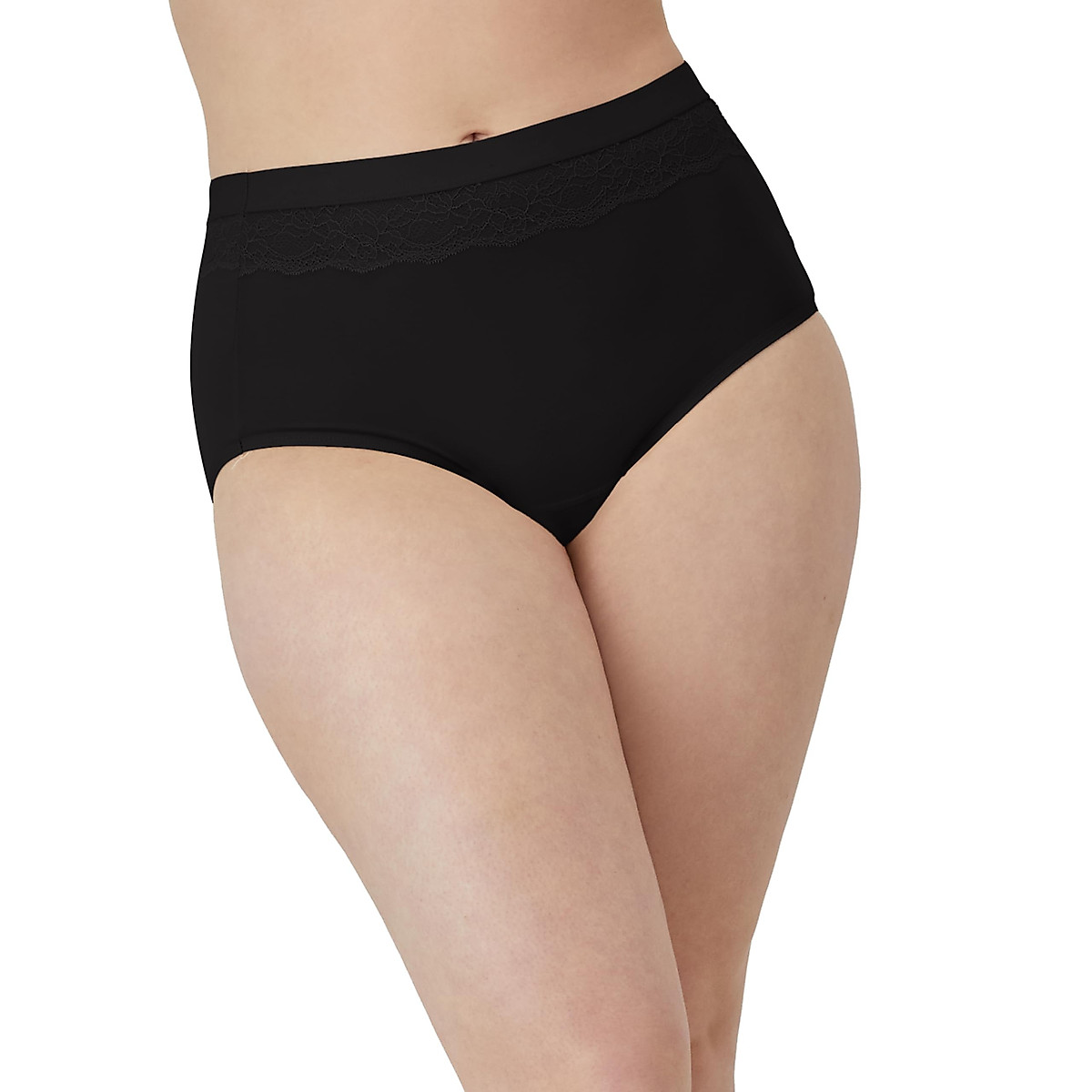 Bali Women's Beautifully Confident Light Leak & Period Protection Hi Cut, Black, 8