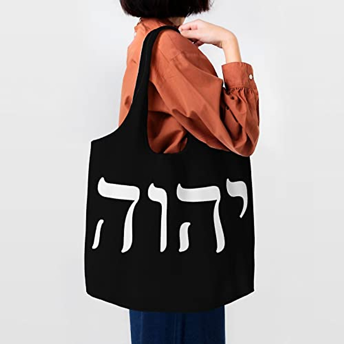 Yhwh Canvas Shoulder Tote Bags Reusable Handbags Shopping Bag For Daily Women Or Men