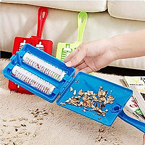 Froiny Double Brush Handheld Carpet Sweeper Crumb Dirt Brush Cleaner Collector Random Color, 26.5 x 10.5 x 7.5cm