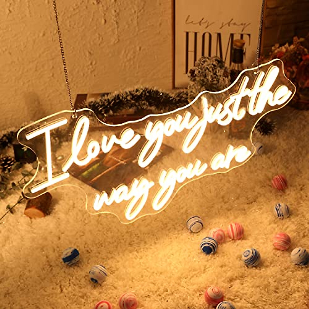 Neon Sign for Wall Decor, Yeeficent Neon Lights for Bedroom Wall, 26 x 13 Inch Dimmable Neon Signs, Custom Light Up Sign for Wedding Party Birthday Gift (Warm White-I Love You Just The Way You Are)