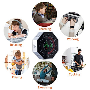 Ousmile Flip Visual Timer, 60-Minute Countdown Pomodoro Timer for Kids and Adults, Magnetic Productivity Timer for Cooking Office, Kitchen, Classsroom, Work