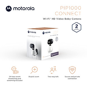 Motorola Baby Monitor Camera PIP1000 - WiFi Video Camera with HD 1080p - Connects to Smart Phone App with Private Connection, Two-Way Audio, Digital Zoom, Room Temp, Lullabies, Night Vision