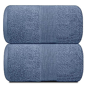 White Classic Resort Collection Soft Bath Sheet Towels | 35x70 Oversize Large Luxury Hotel Plush & Absorbent Cotton Bath Sheet [2 Pack, Blue]