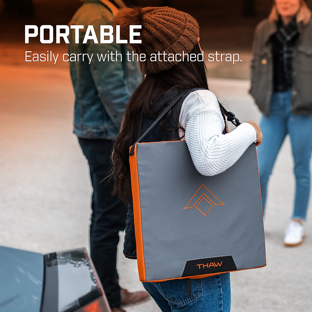 THAW Without Battery Heated Seat Pad,Nylon Orange and Gray