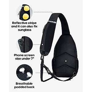 WATERFLY Sports Crossbody Sling Backpack Sling Bag Chest Bag Daypack for Cycling Hiking Running Men Women