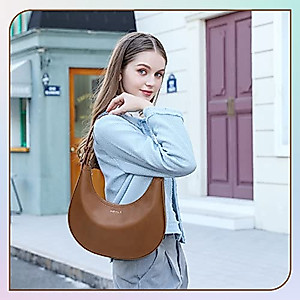 Keyli Shoulder Handbags for Women Waterproof Leather Small Clutch Purse Trendy Zipper Top Handle Bags Mini Purses Cute Tote Messenger Bags with Adjustable Strap Camel