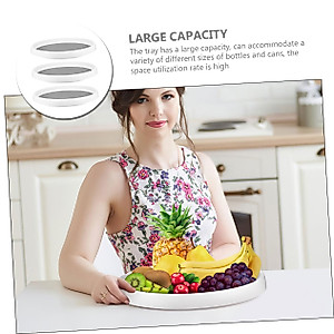 BESTOYARD 3pcs Rotating Tray Rotating Sundries Organizer Kitchen Turntable Organizer Rotating Cosmetic Tray Rack Round Tray Multi-Function Spice Tray Plastic Storage White Spinner to Rotate