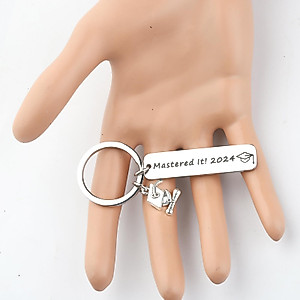 LQRI Mastered It Graduation Keychain Class of 2024 Congrats Grad Gift Masters Graduation Gift for Her or Him Masters Degree Gift (silver)