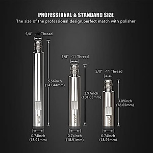 SPTA Stainless Steel Rotary Extension Shaft Set, 75mm,100mm,140mm, 5/8"-11 Thread for Rotary Polisher,Car Polisher,Polishing Pads,Backing Plate Electric Polisher