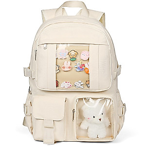 cotmcor Kawaii Backpack for Girls, Cute Aesthetic Backpack for School, Kawaii Bookbag with Pins Accessories and Pendant