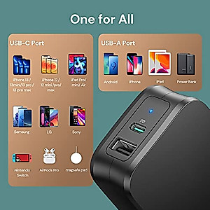 USB C Wall Charger 30W 2-Port Compact for iPhone 13 Charger Block with 18W Type C Power Delivery Foldable Power Adapter PD Compatible with iPhone 13 Pro Max Mini 12 iPad Pro AirPods Pro Galaxy Pixel