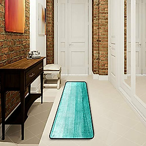 Teal Turquoise Green Wood Kitchen Rugs Non-Slip Soft Doormats Bath Carpet Floor Runner Area Rugs for Home Dining Living Room Bedroom 72" X 24"