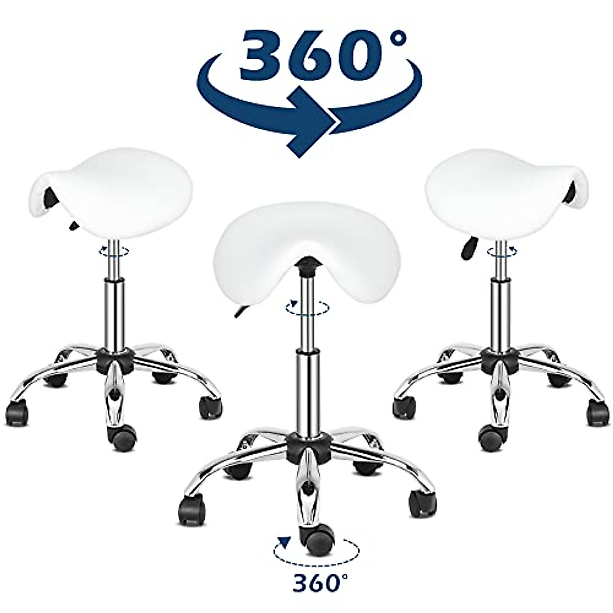 Salon Stool, Rolling Stools With Wheels, Swivel Tattoo Stool Chair, Adjustment Massage Spa Drafting Salon Work Office Hydraulic Saddle Stools With Foot Rest, Lash Tech Chair,For Barbershop Office (13)