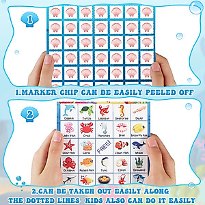 Liliful Ocean Animal Bingo Game Cards for Kids 24 Sea Bingo Cards Ocean Theme Game for Under The Sea Party Favors Supplies Children Party School Classroom