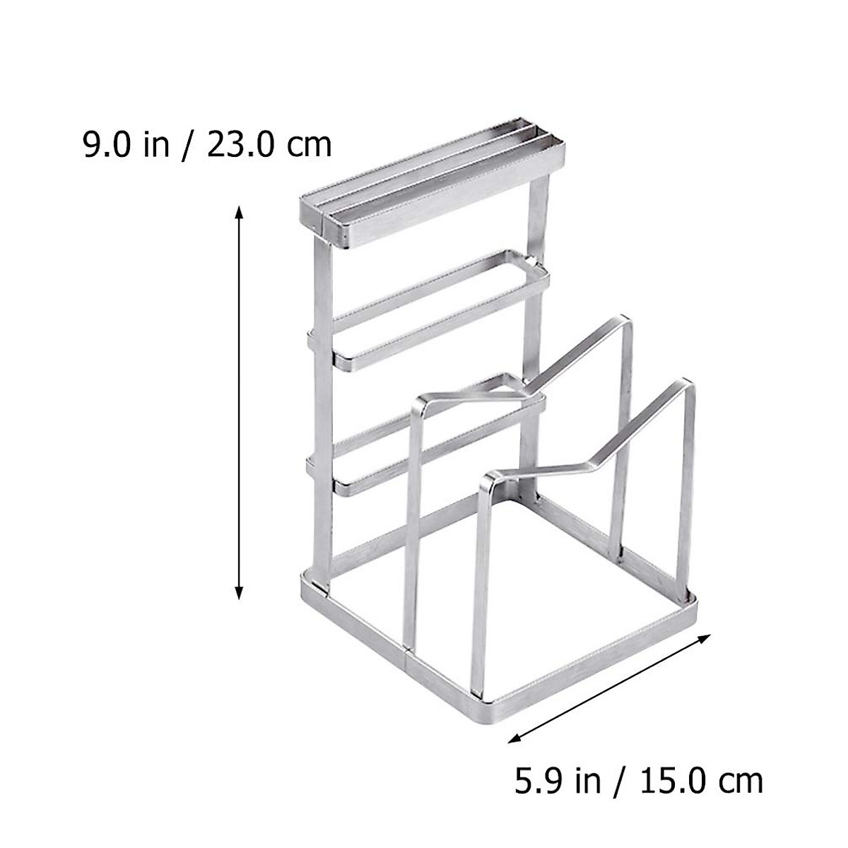 Hemoton Stainless Steel Pot Lid Stand Chopping Board Rack Knife Storage Block Kitchen Organizer Accessory