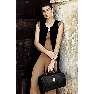 Time Resistance Leather Doctor Bag Medical Satchel Unisex Black