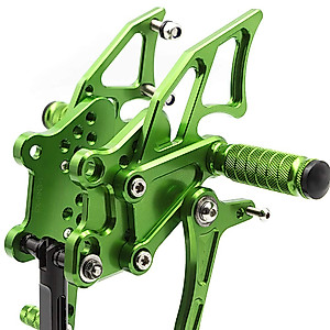 CNC Motorcycle Adjustable Rearsets Foot Pegs Rear Set Footpeg Shift Pedal Compatible with NINJA 300 250R 2013-2017 /Z300 2015-2018 /Z250 2013-2016 Green