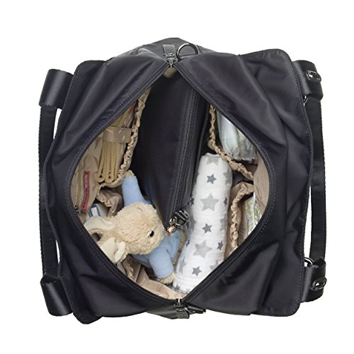 Storksak Alexa Luxe Leather Shoulder Bag Diaper Bag, Black