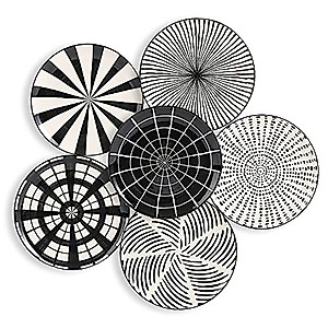 AHX Black Plate Set 8 Inch - Salad Plates | Dessert Appetizer Plates - Porcelain Lunch Plates - Set of 6 - Dishwasher and Microwave Safe