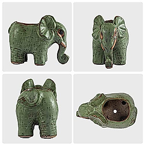 Small Succulent Pots with Drainage, Ceramic Animal Planter, Indoor Plant Pots, Cute Cactus/Bonsai Small Flower Pots for Home Decor and Office Desk Decoration, A Set of 4 Pieces is Suitable as A Gift