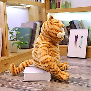 Fat Orange Plush Cat Fat Kitten Stuffed Animals Toy,Cute Fat Cat Plush Toy,Lifelike Yellow Tabby Cat Kitty Toy,Fat Kitten Tabby Cat Plush Toy for Boys and Girls Children Xmas Birthday Gift (11.8inch)