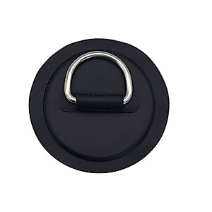 4 Pieces Black Pad/Patch D Rings for PVC Inflatable Boat Canoe Raft Stainless Steel D-Ring Dinghy Kayak Surfboard Paddle Board (Black)