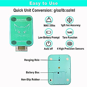 Flyvyan Digital Pet Scale, Puppy Scale for Whelping, Kitten Scale with Foldable LED Display, Small Animal Scale for Dog/Cat/Rabbit/Hamster, Kitchen Scale with Removable Tray (Robin Egg Blue)